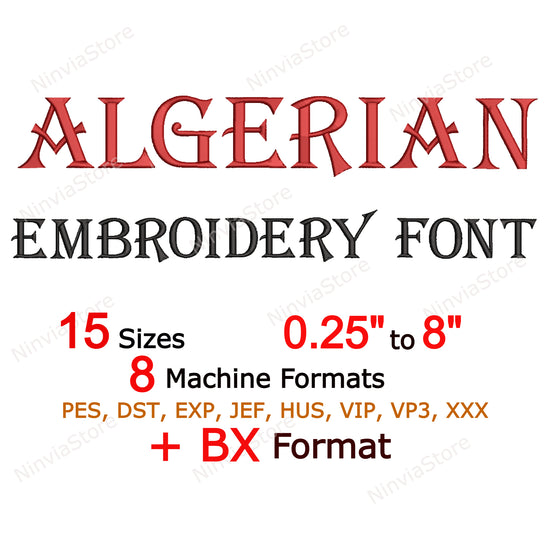 Algerian Machine Embroidery Font, Monogram Alphabet Embroidery Designs ...