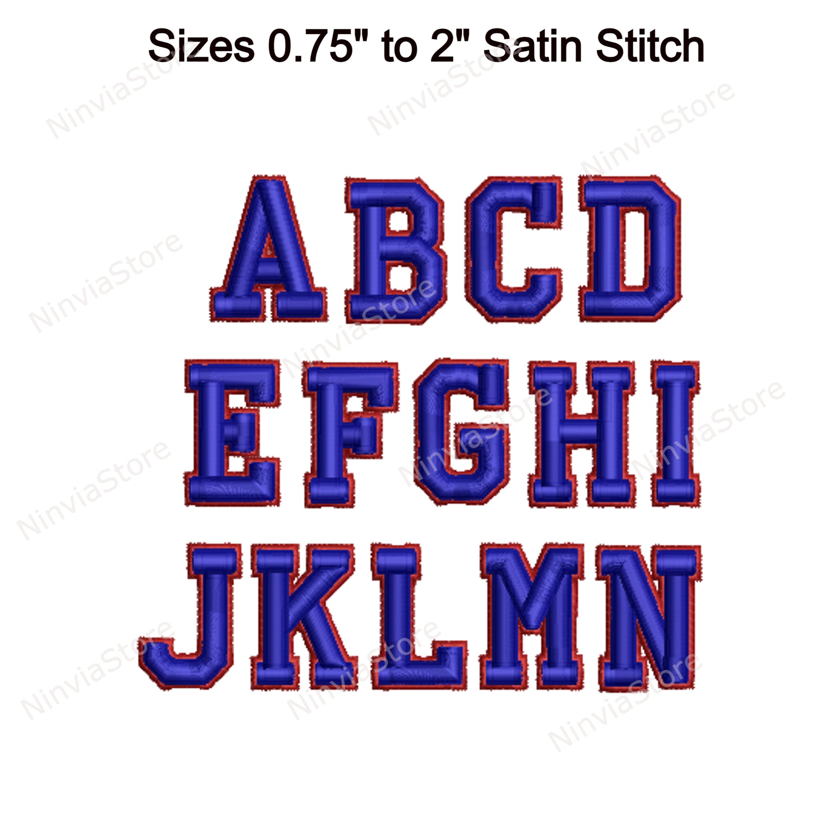 3D Puff Foam 2 Color Athletic Machine Embroidery Font, Alphabet Design ...