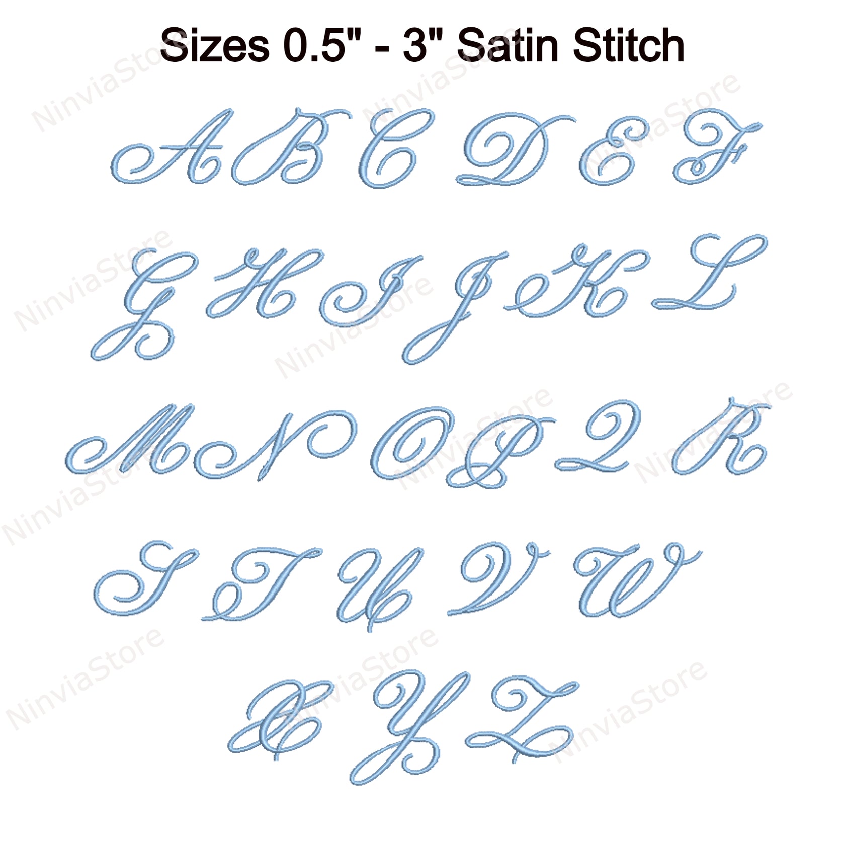 Beautiful Script Machine Embroidery Font, Alphabet Embroidery Designs ...