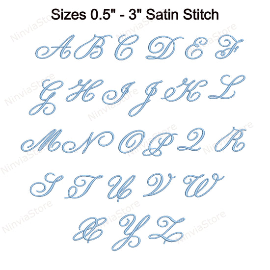 Beautiful Script Machine Embroidery Font, Alphabet Embroidery Designs ...