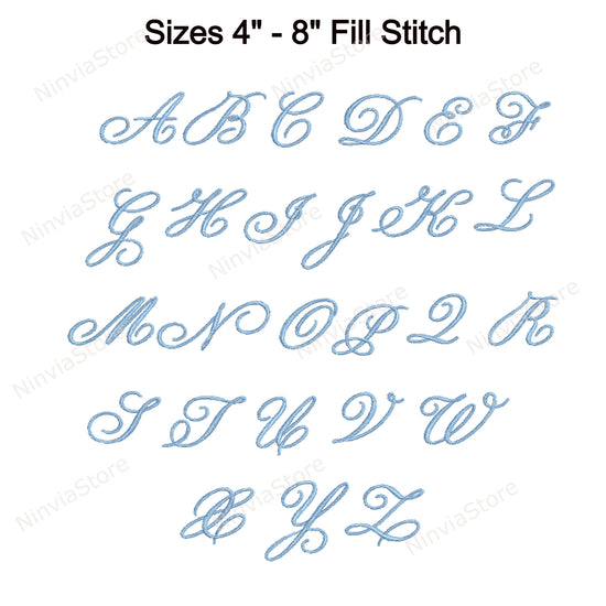 Beautiful Script Machine Embroidery Font, Alphabet Embroidery Designs ...