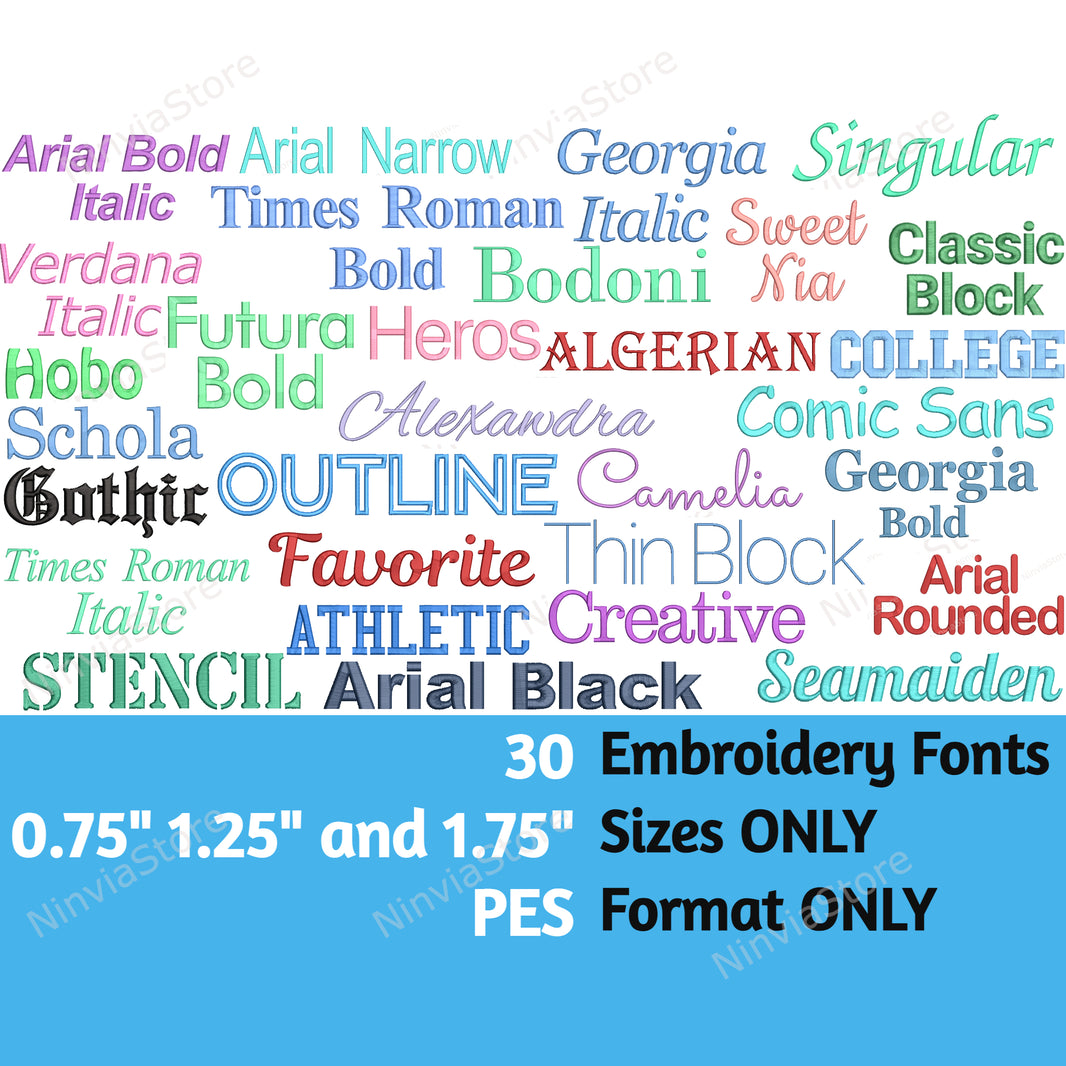 PES Embroidery Font Bundles – NinviaStore