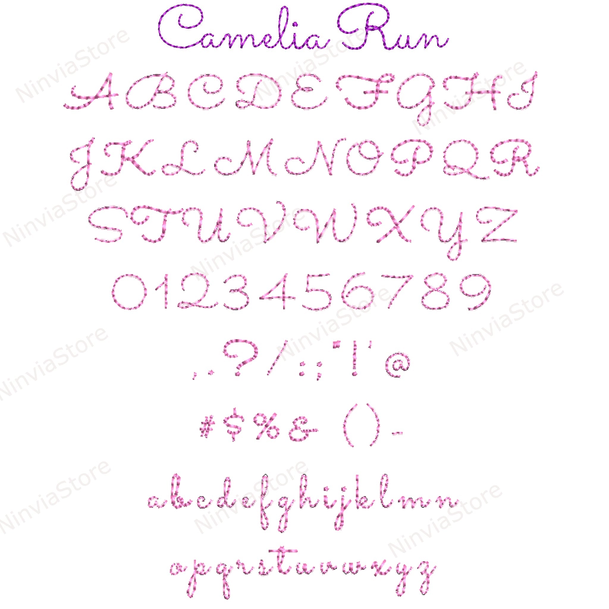 7 PES Bean Stitch Embroidery Fonts Bundle, Run Stitch Font pe – NinviaStore
