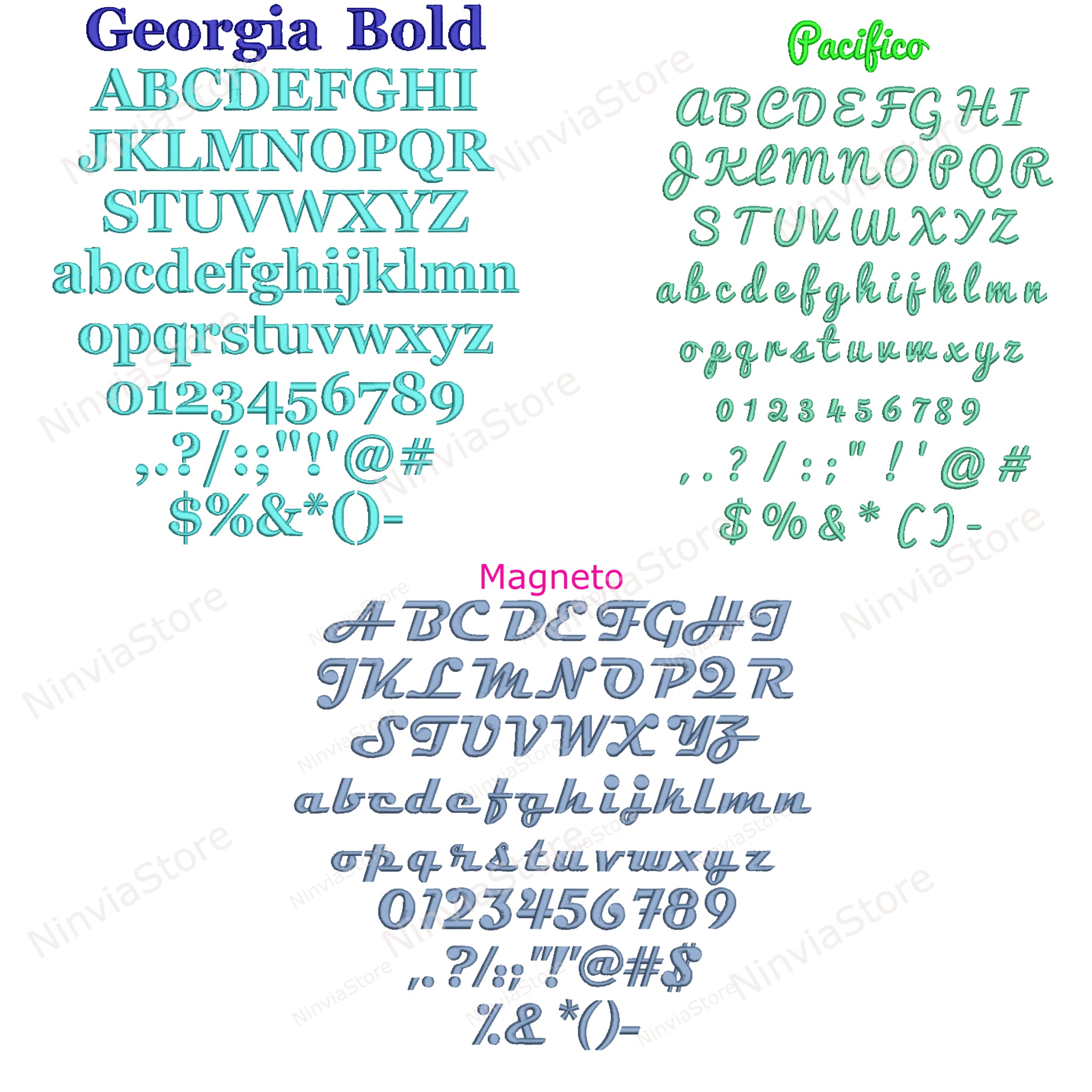30 BX Machine Embroidery Fonts 0.25" and 0.5" Sizes, Alphabet Designs ...