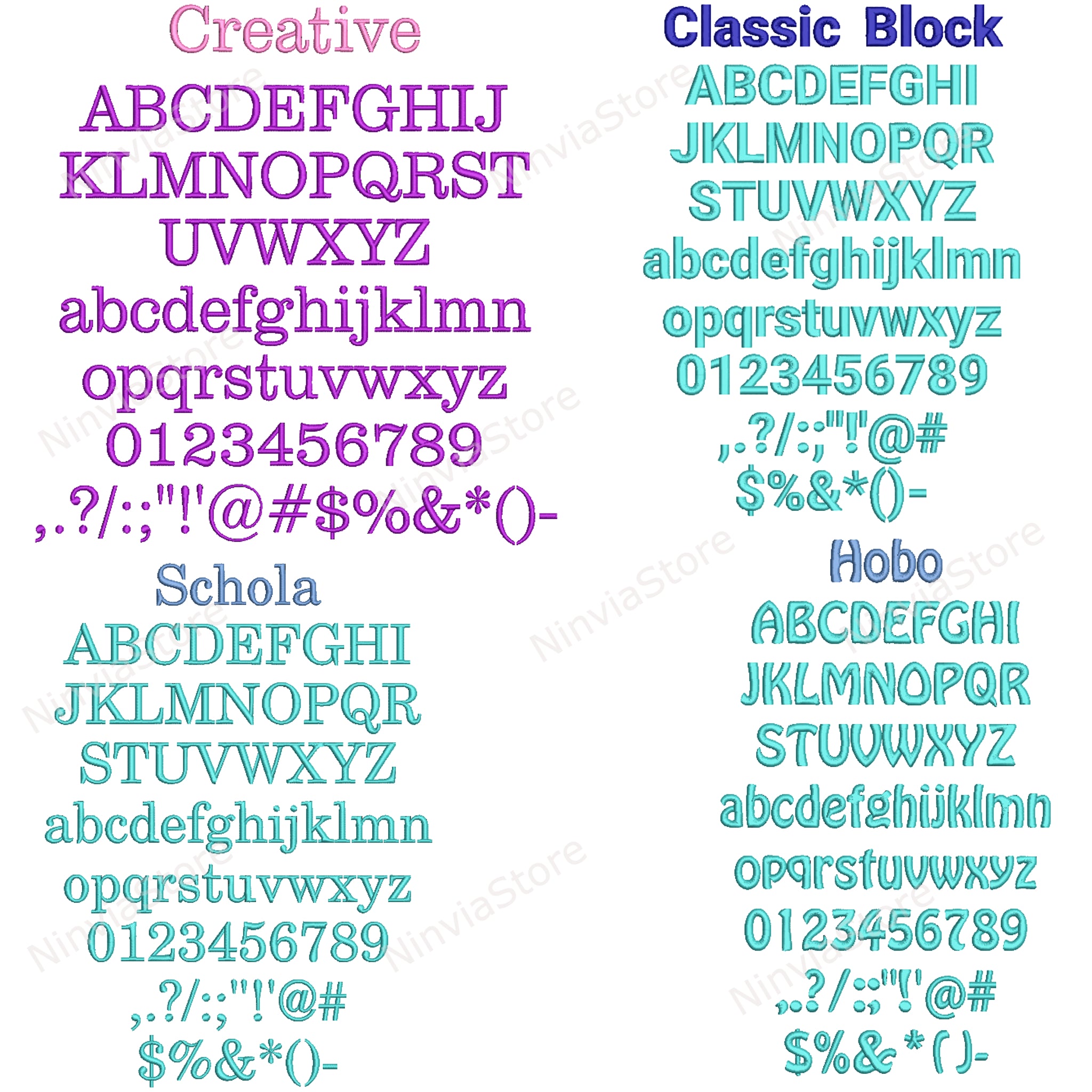30 BX Machine Embroidery Fonts 0.25" and 0.5" Sizes, Alphabet Designs ...