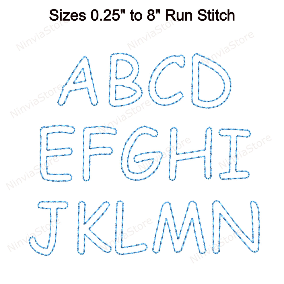 Comic Sans Outline Bean Stitch Machine Embroidery Font Run Stitch Font ...