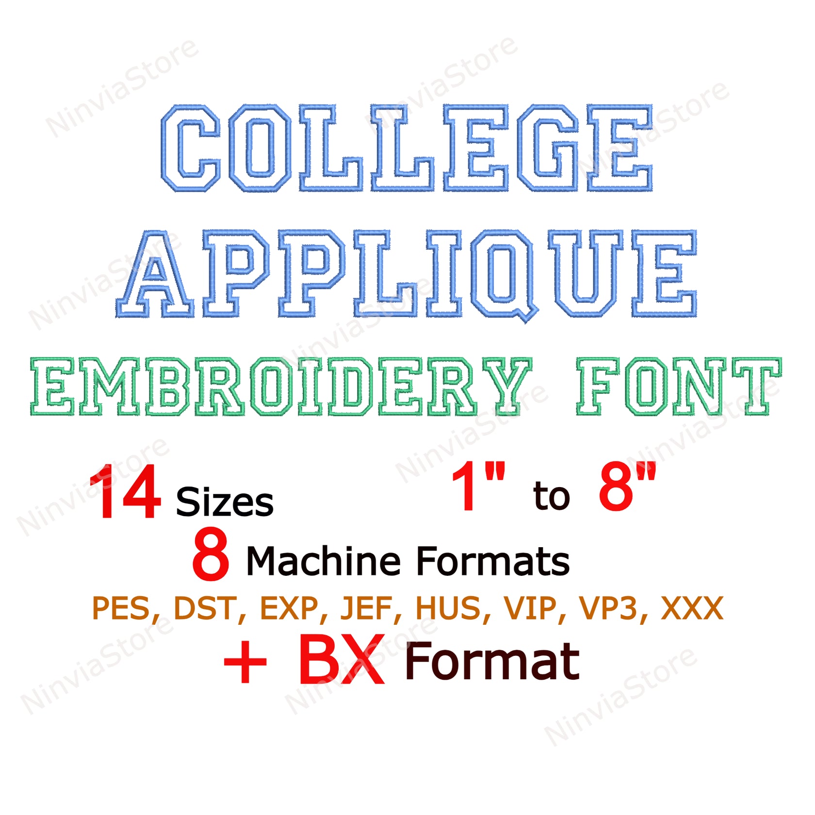 College Applique Machine Embroidery Font, Alphabet Embroidery Designs ...