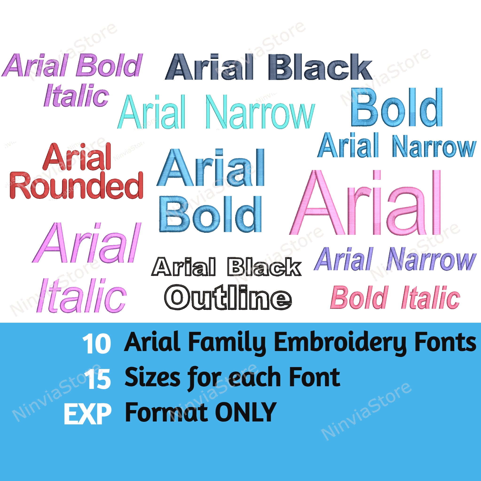 EXP Arial Embroidery Fonts Bundle, Machine Alphabet Embroidery Design ...