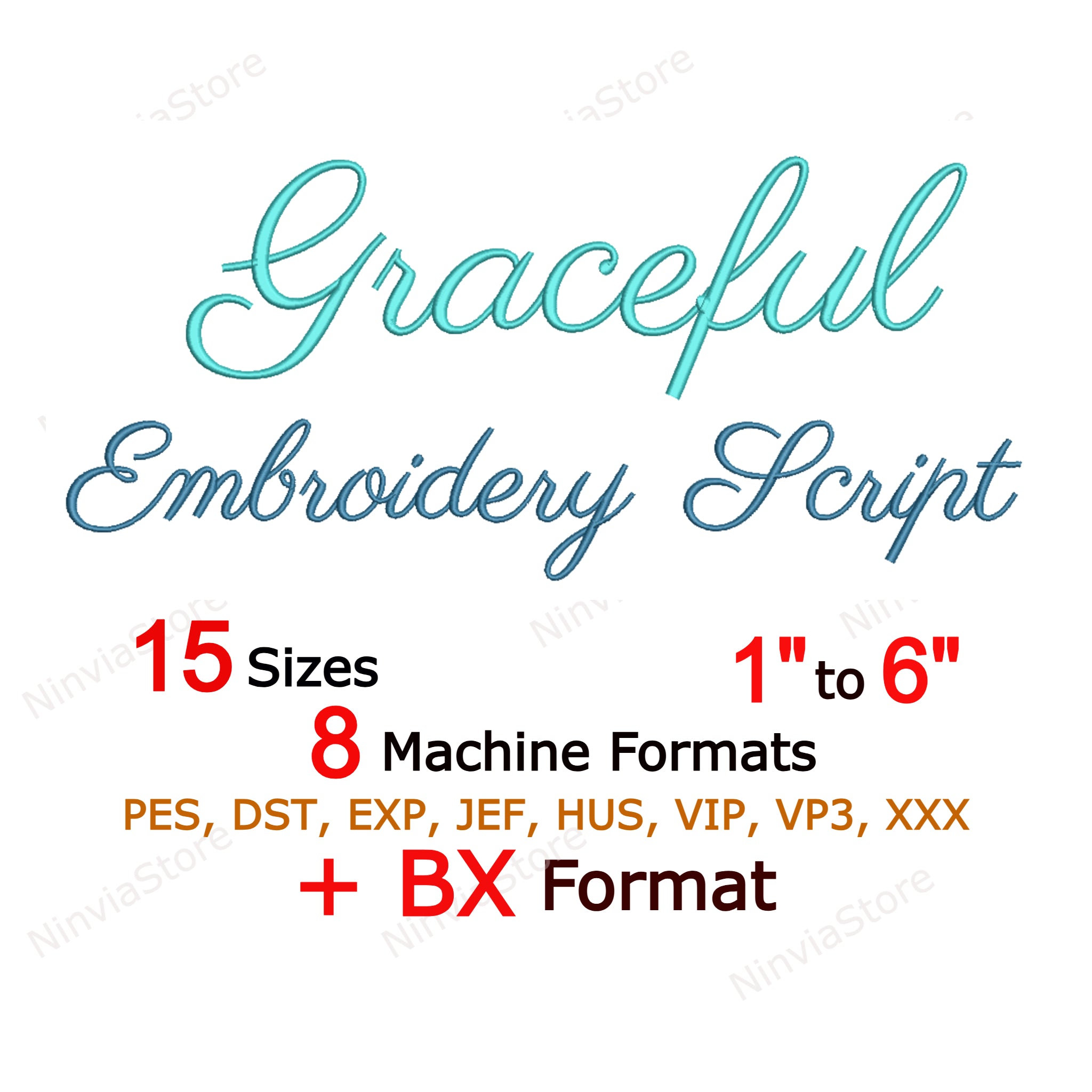 Graceful Script Machine Embroidery Font, Alphabet Embroidery Designs ...