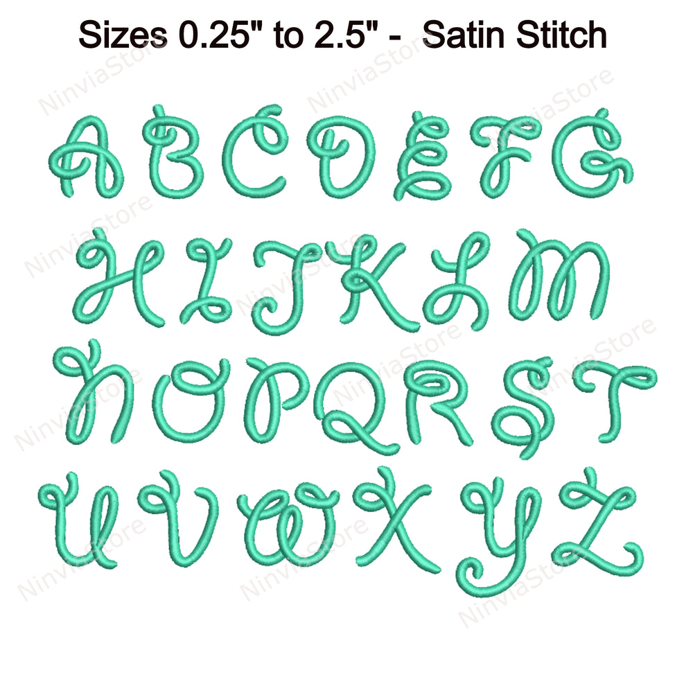 Lariat Script Machine Embroidery Font, Monogram Alphabet Embroidery ...