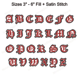 2 Color Gothic Machine Embroidery Font, Old English Alphabet Design ...