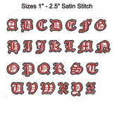 2 Color Gothic Machine Embroidery Font, Old English Alphabet Design ...