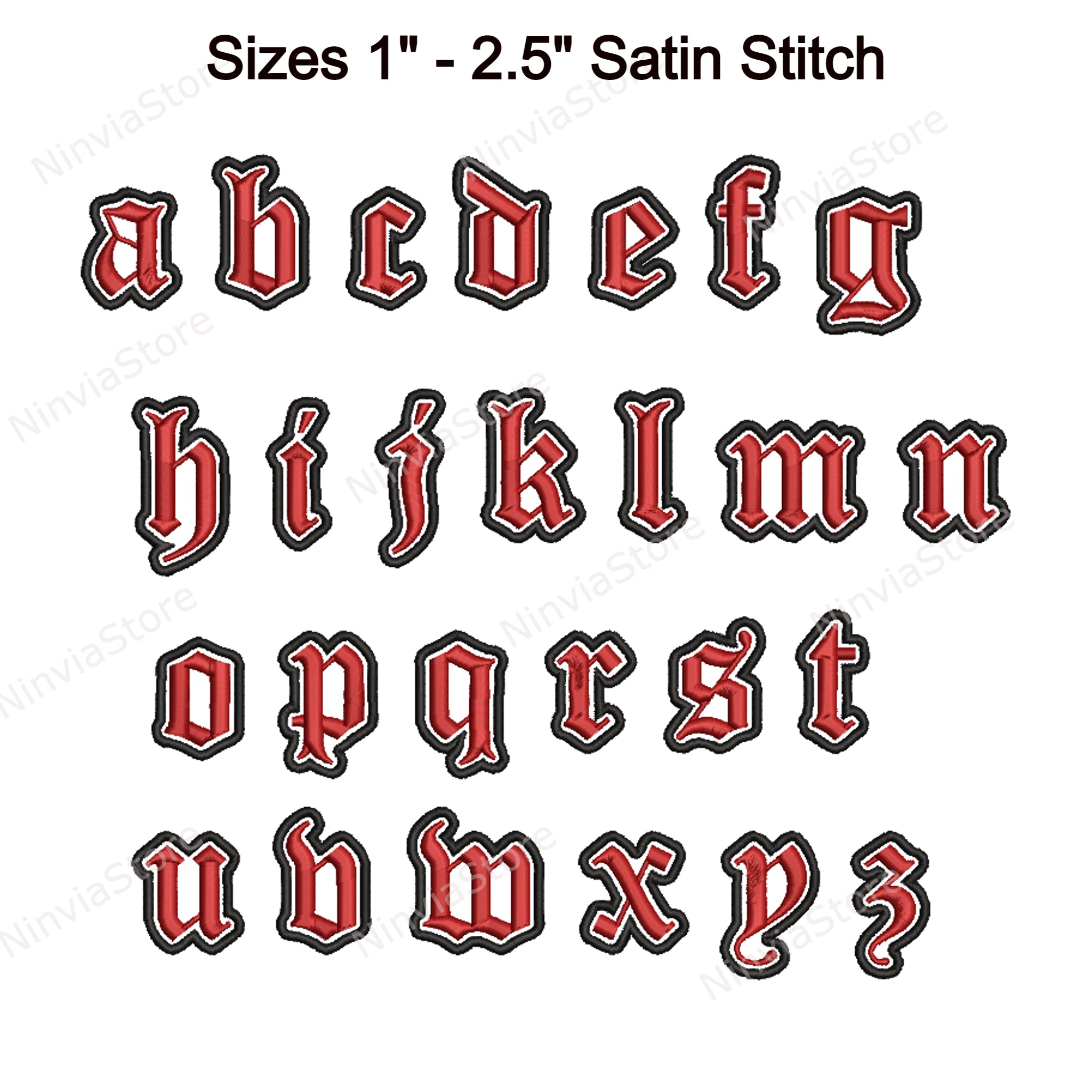 2 Color Gothic Machine Embroidery Font, Old English Alphabet Design ...