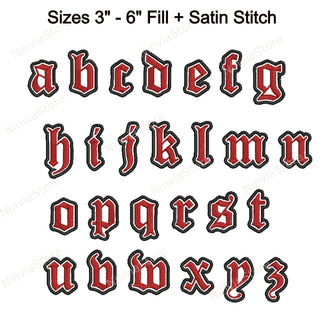 2 Color Gothic Machine Embroidery Font, Old English Alphabet Design ...