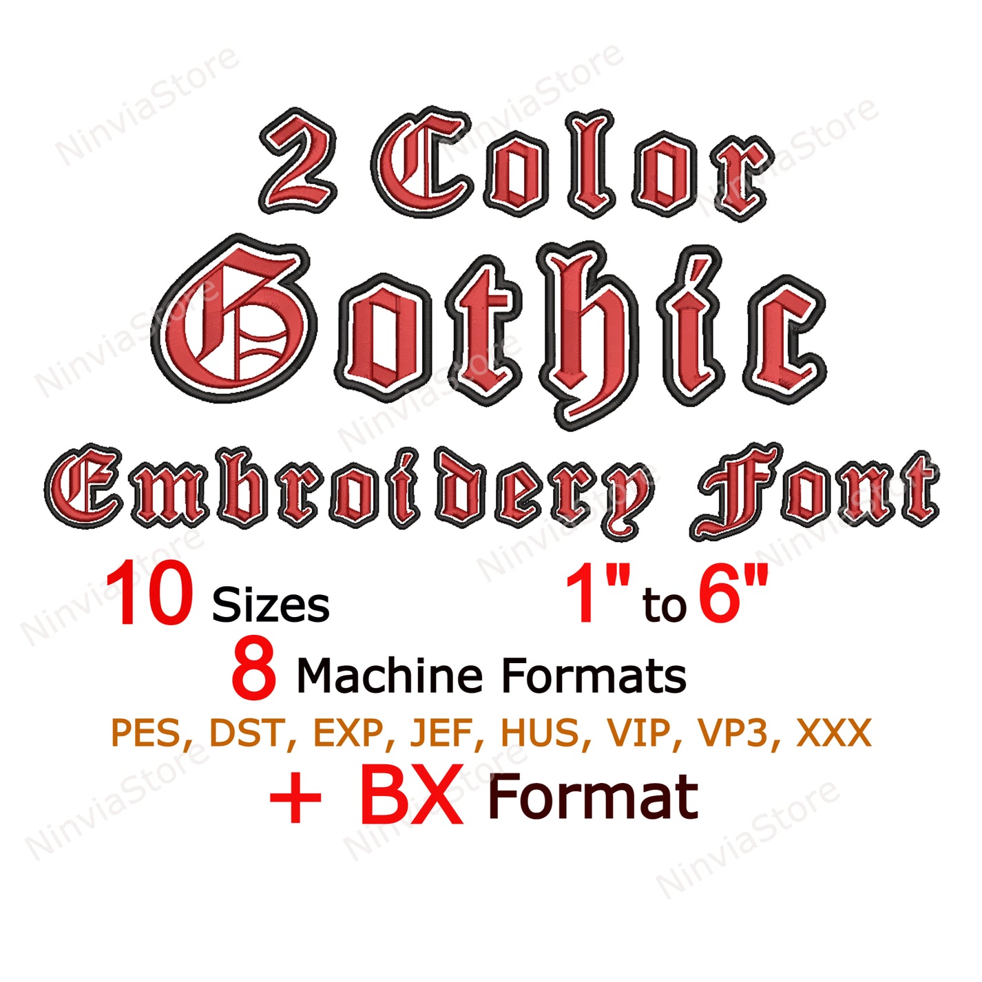 2 Color Gothic Machine Embroidery Font, Old English Alphabet Design ...