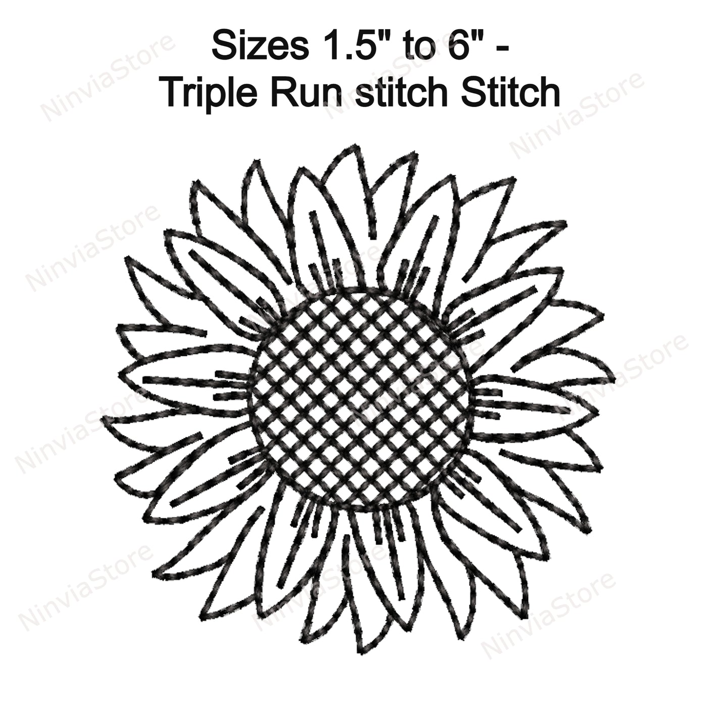 Sunflower Outline Embroidery Design, Floral Machine Embroidery Design ...