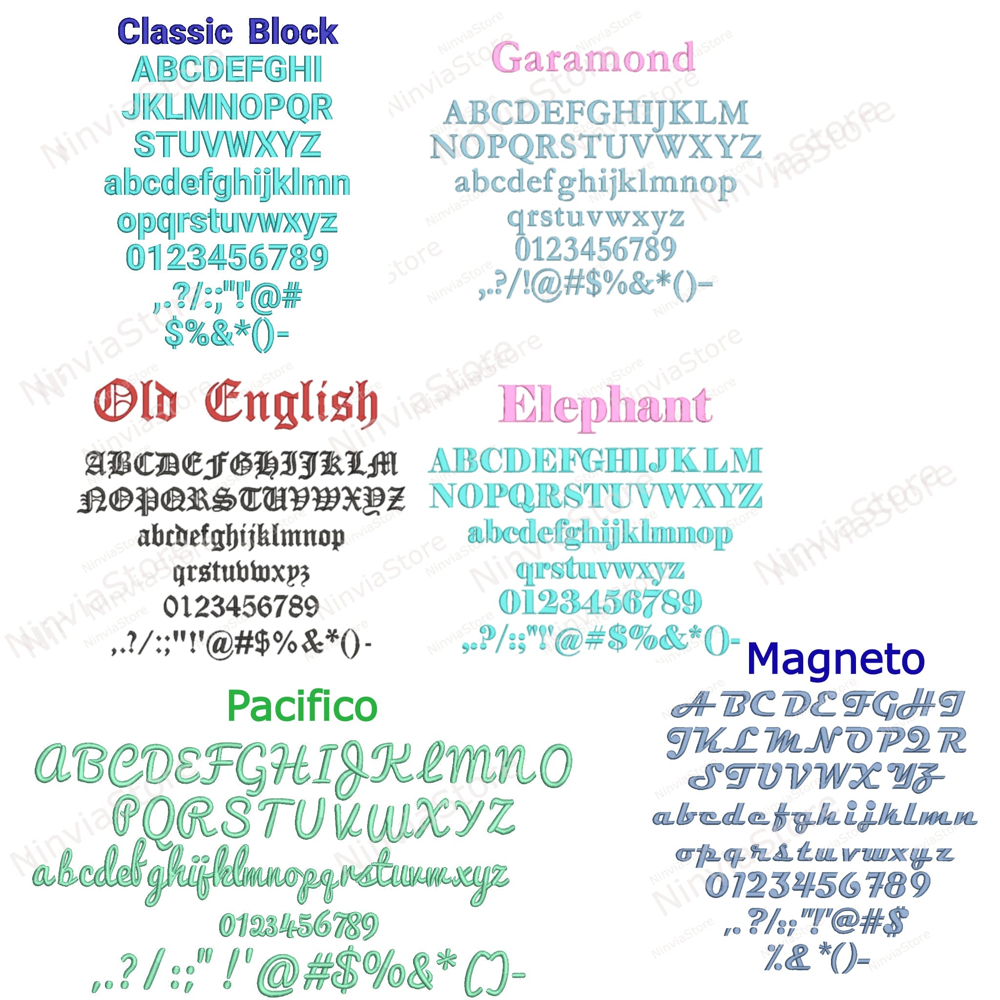 50 BX Embroidery Fonts 1", 1.5" and 2" Sizes, Alphabet Embroidery ...