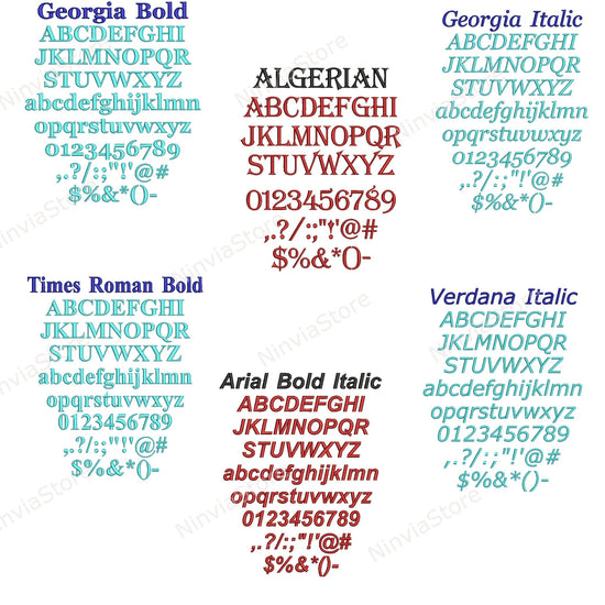 50 PES Machine Embroidery Fonts 0.75", 1.25" and 1.75" Sizes – NinviaStore