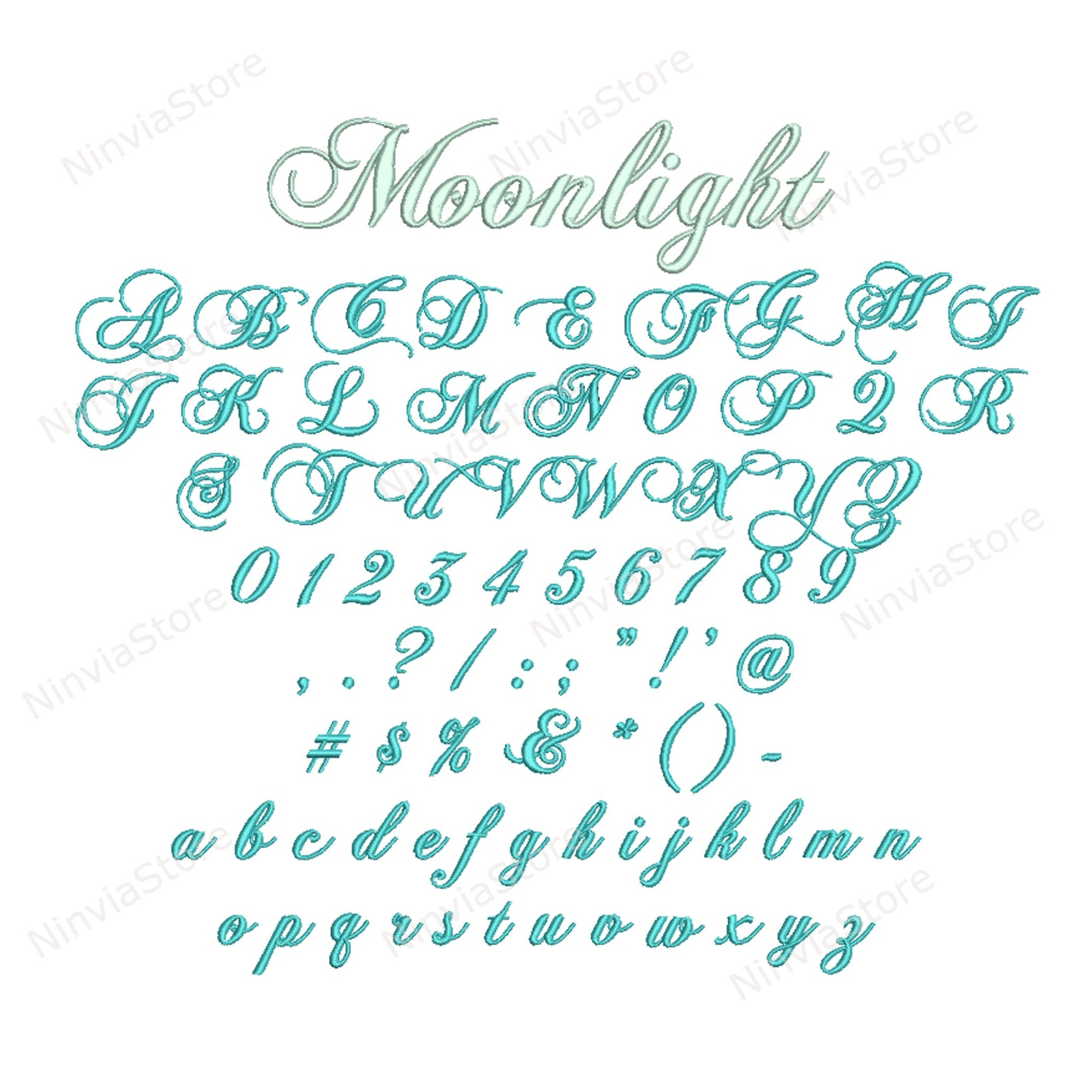 10 HUS Embroidery Script Fonts Bundle, Cursive Alphabet Embroidery Des ...