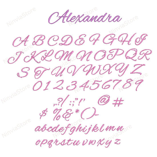 PES Embroidery Script Fonts Bundle, Cursive Alphabet Embroidery Design – NinviaStore