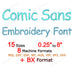 Comic Sans Machine Embroidery Font, Alphabet Embroidery Design ...