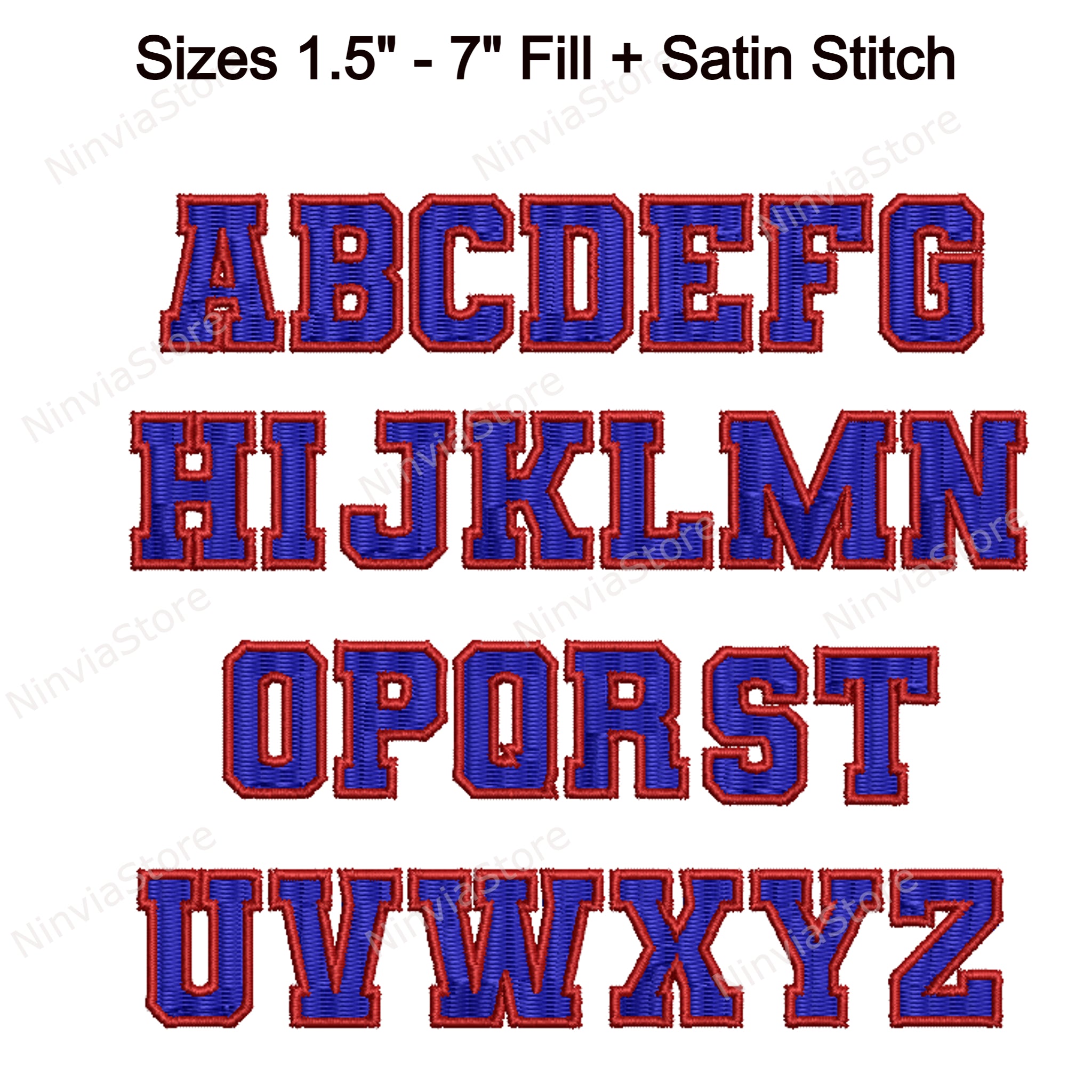 2 Color Varsity Machine Embroidery Font, Monogram Alphabet Embroidery ...